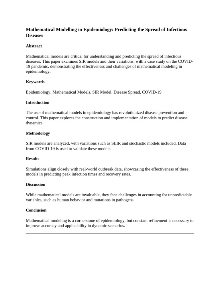 Mathematical Modelling in Epidemiology | PDF