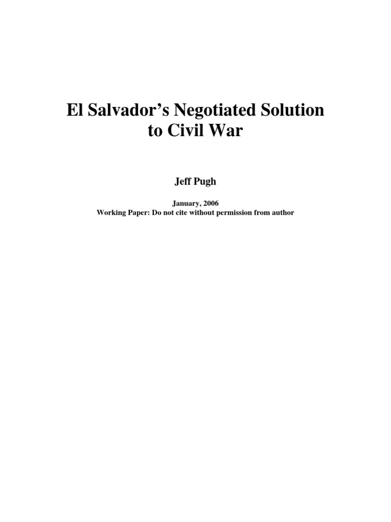 El Salvador's Negotiated Solution To Civil War: Jeff Pugh | PDF | El ...