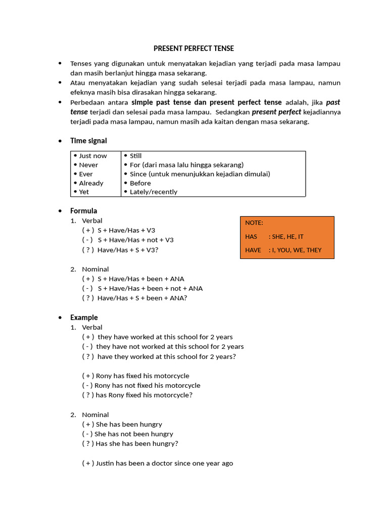 Present Perfect Tense | PDF