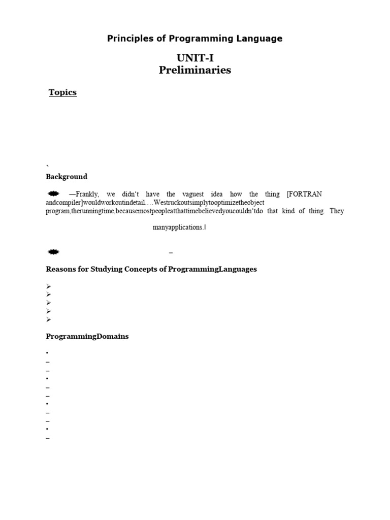 PPL-UNITS(1,2&3) | PDF | Pointer (Computer Programming) | Data Type