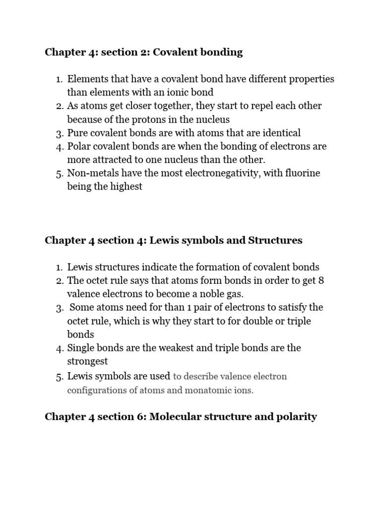 Covelant bonding notes | PDF