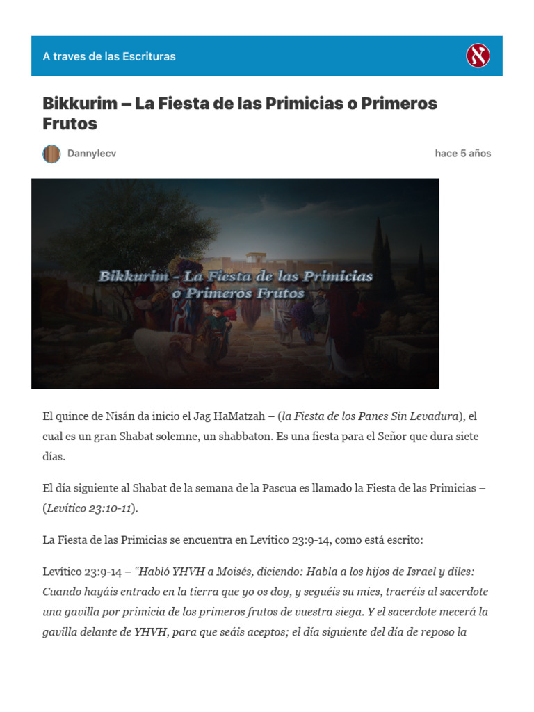 Bikkurim – La Fiesta de las Primicias o Primeros Frutos – A traves de ...