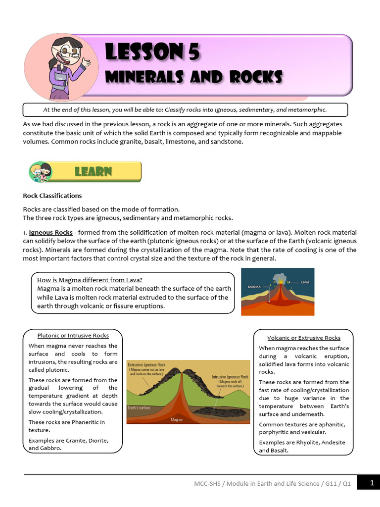 Lesson 5 - Earth and Life Science -G11-Q1 | PDF | Rock (Geology ...