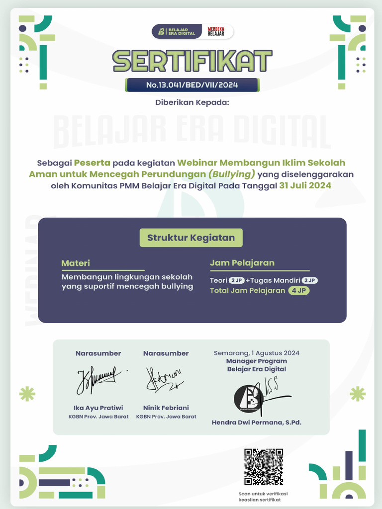 Sertifikat - Sri Refi, S. Pd-1 | PDF