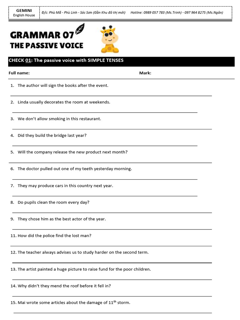 Passive Voice Exercises in Simple Tenses | PDF