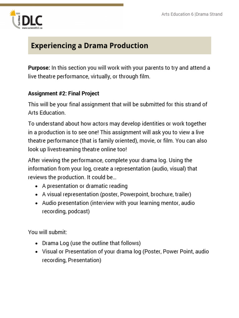Arts Education Drama Project Guide | PDF