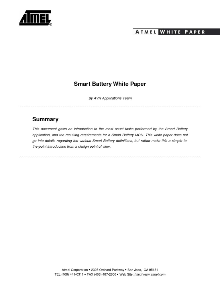 Smart Battery White Paper | PDF | Microcontroller | Battery (Electricity)