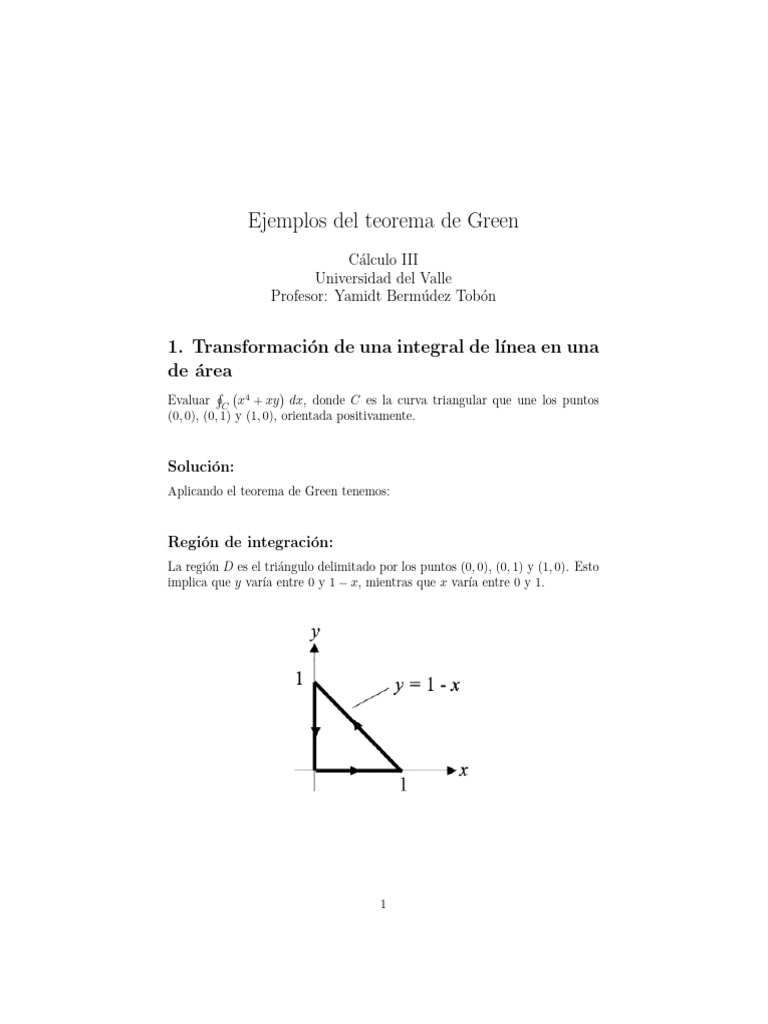 Ejemplos_calulo_III teorema de Green | PDF | Integral | Álgebra