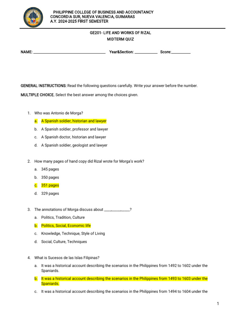 GE201 - AK For MIDTERM QUIZ | PDF | Philippines