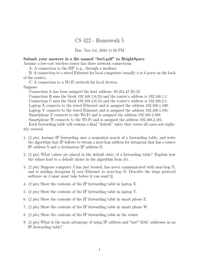 hw5_handout | PDF | Router (Computing) | Computer Network