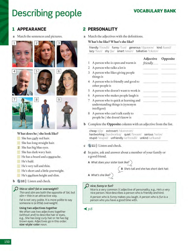 VOC Describing people AEF2 SB Right one-151 | PDF