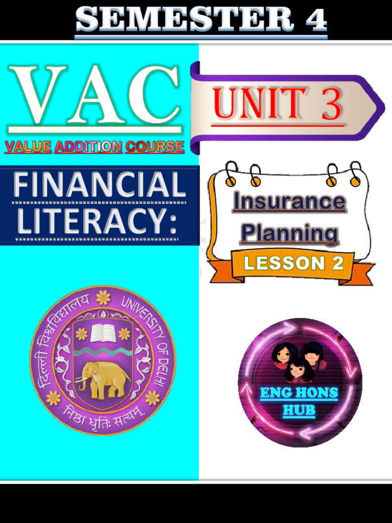 UNIT - III LESSON 2 Financial Literacy | PDF | Insurance | Life Insurance