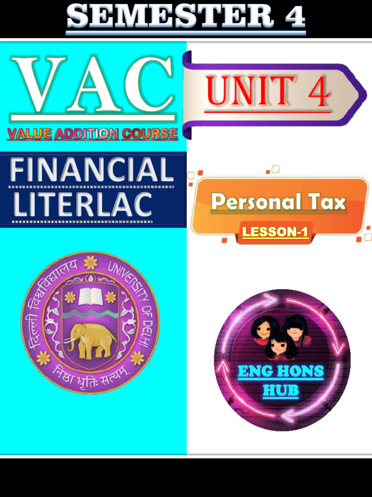 UNIT - IV LESSON 1 Financial Literacy | PDF | Taxes | Tax Deduction