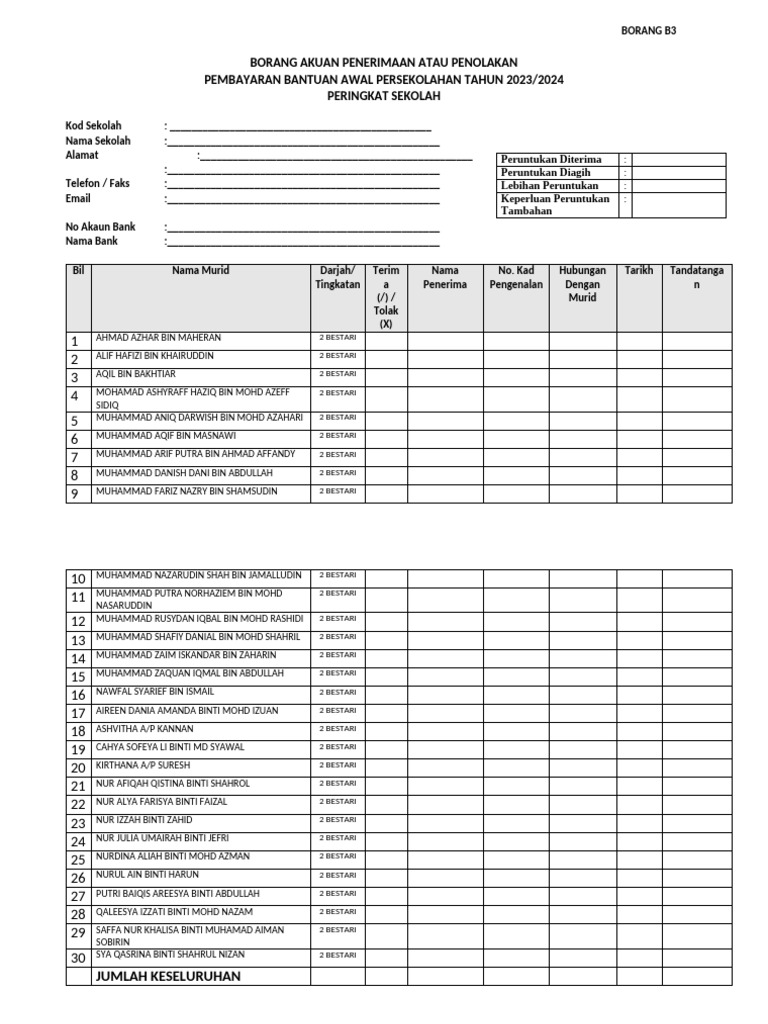 (2 Bestari) Borang Akuan Penerimaan Atau Penolakan Bap | PDF