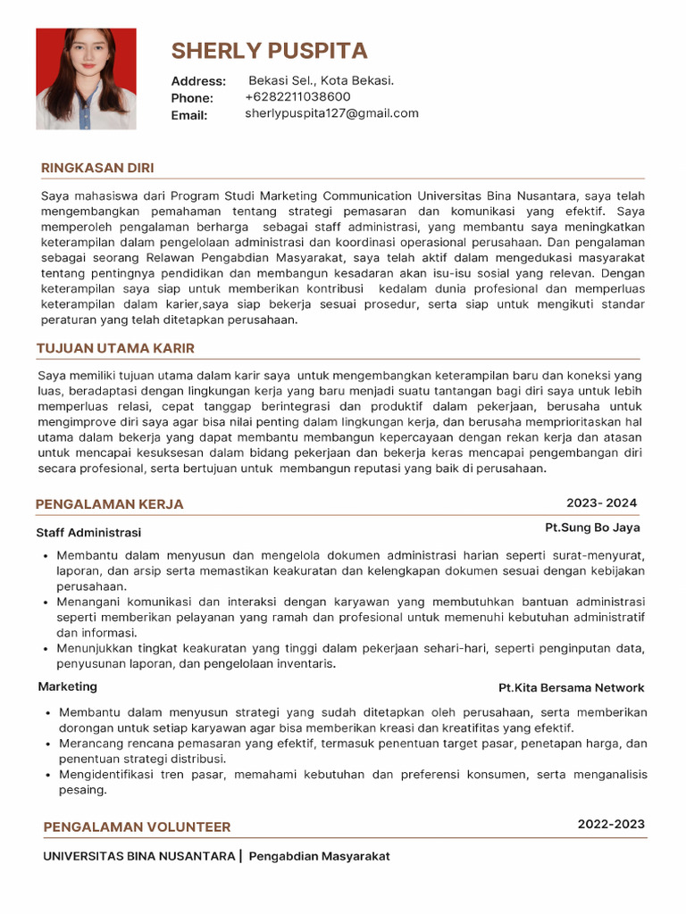 Sherly Puspita - CV 4 | PDF