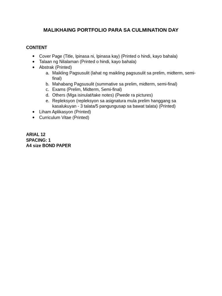 Malikhaing Portfolio Culminating | PDF