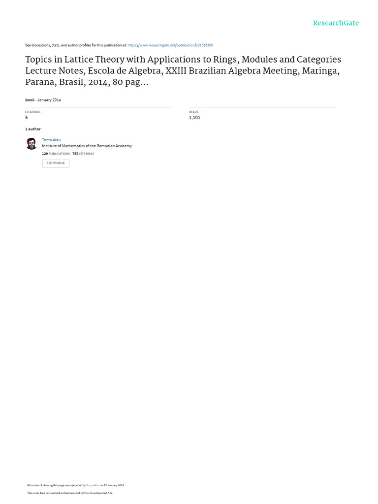 Lattice Theory in Algebra Applications | PDF | Module (Mathematics ...