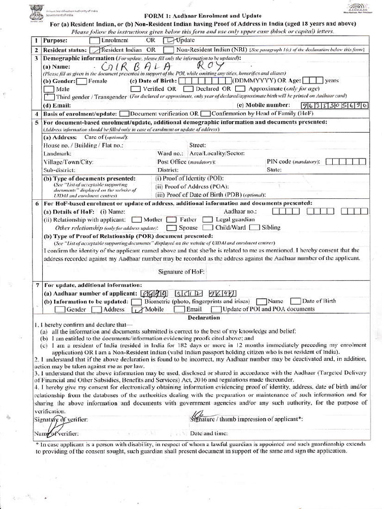 Girbala Roy - Enrol - Form | PDF