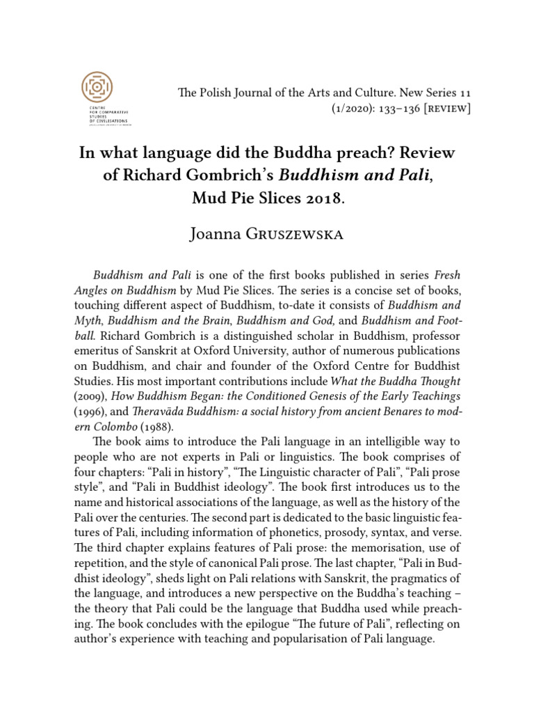 In What Language Did The Buddha Preach R | PDF | Pali | Sanskrit