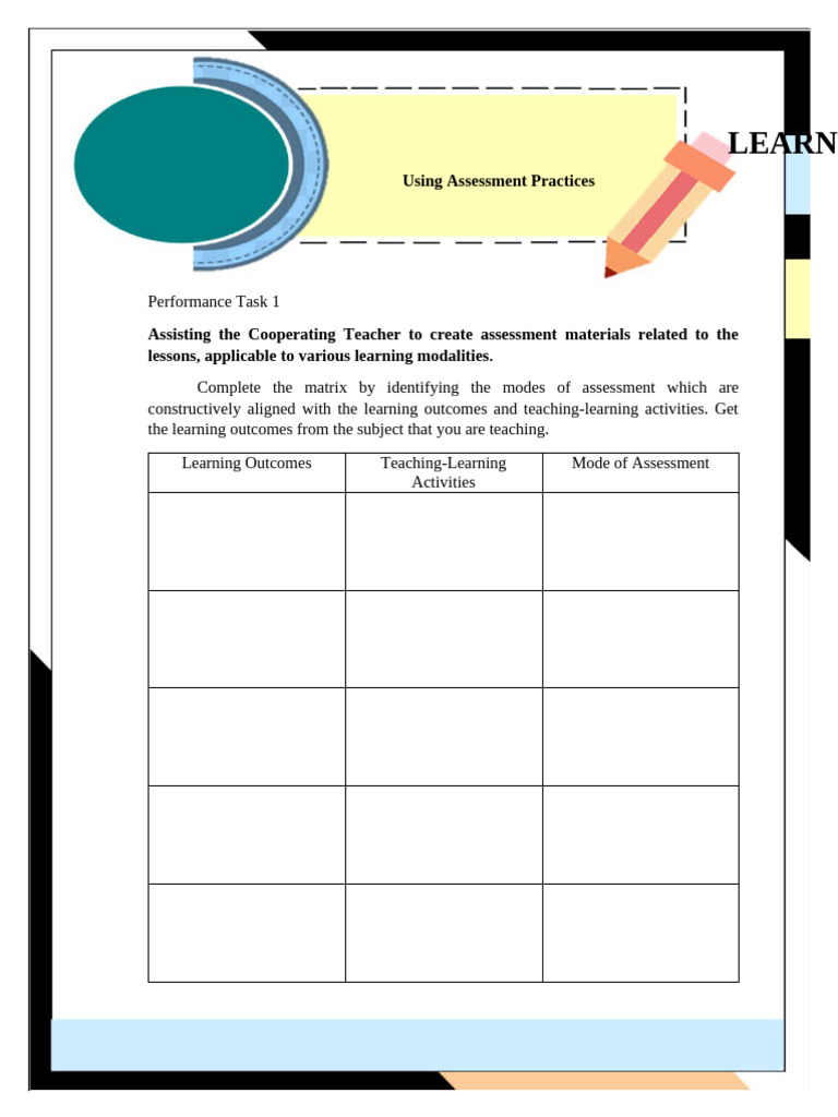 LEARNING TASK 7 | PDF | Educational Assessment | Evaluation Methods