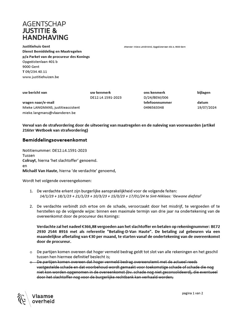 6.C - FORM - Overeenkomst Bemiddeling Van Haute M-Colruyt | PDF