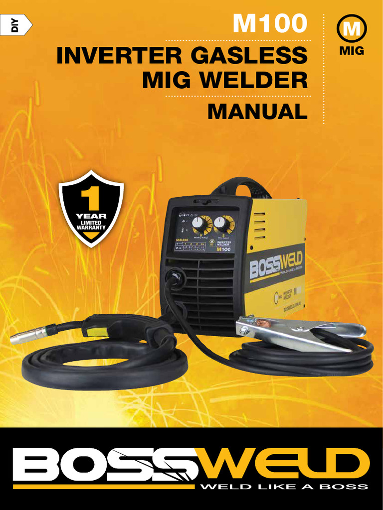 BOSSWELD M100 MIG Welder Manual | PDF | Welding | Construction