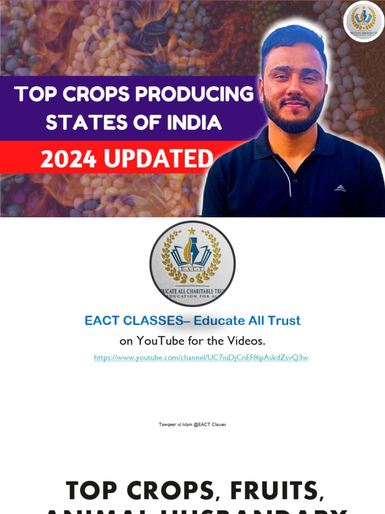 Top Crop Fruit Animal Husbandary Production States of India 2024 | PDF ...