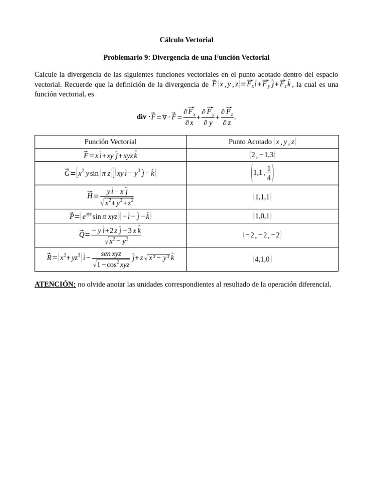 Calculo Vectorial Problemario 9 | PDF | Análisis matemático | Cálculo vectorial