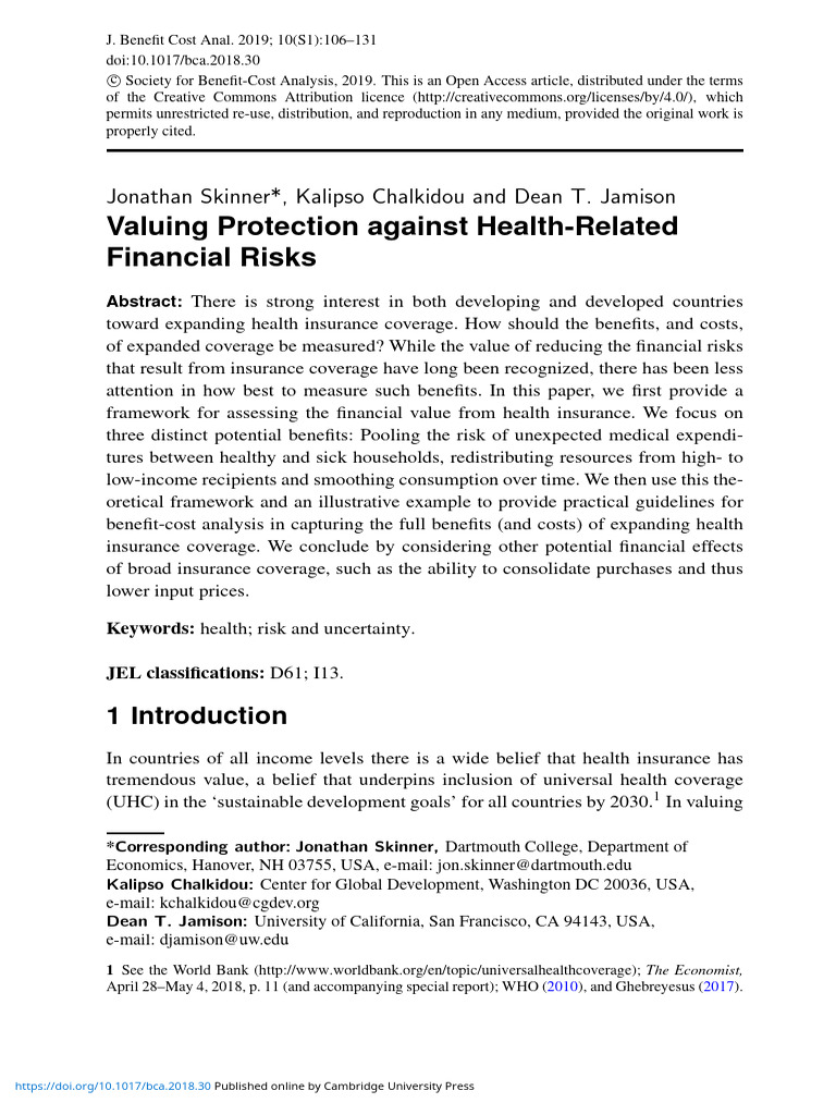 Skinner (2019) Valuing Protection Against Health-Related Financial ...