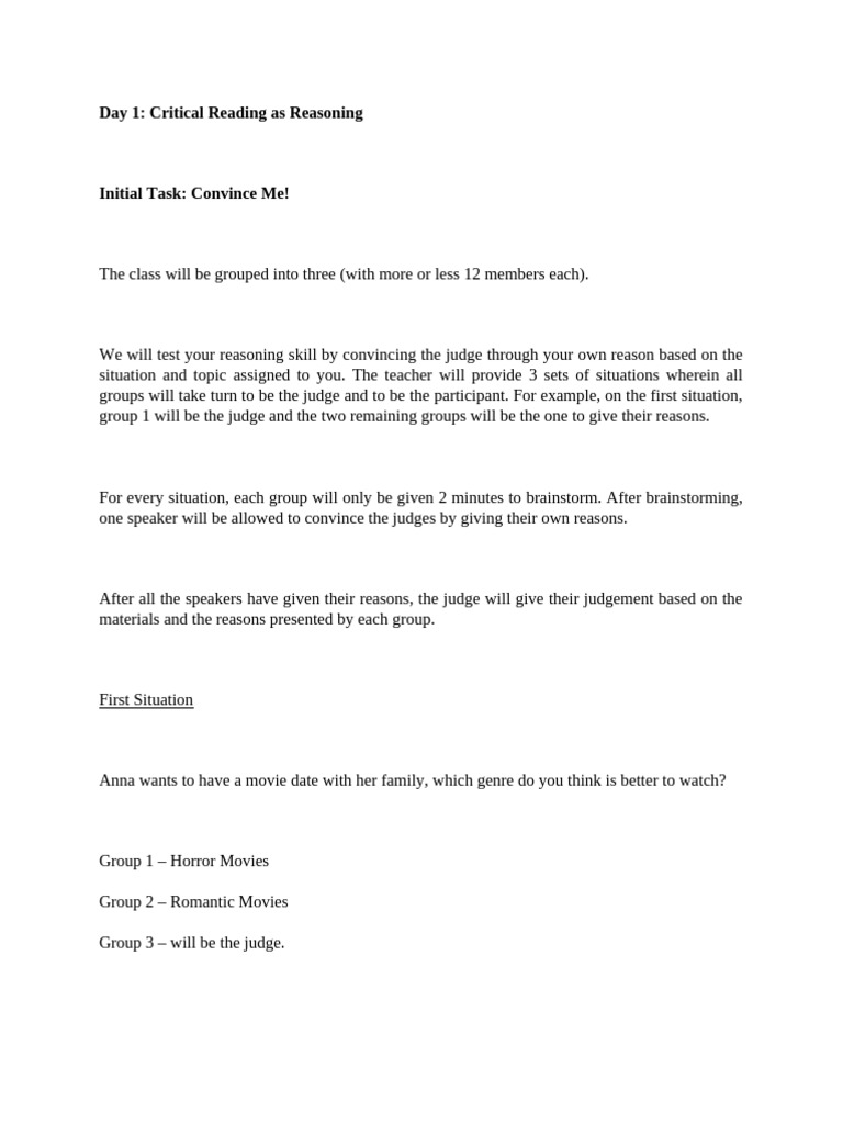 Activity Critical Thinking | PDF