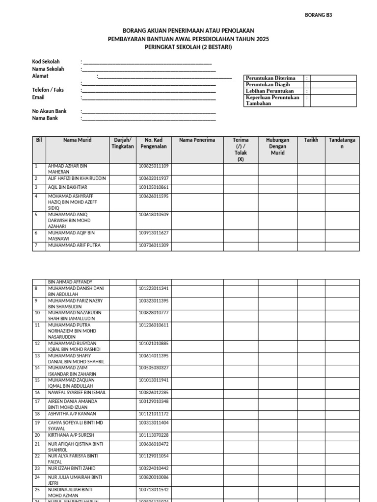 Borang Akuan Penerimaan Atau Penolakan Bap 2 Bestari | PDF