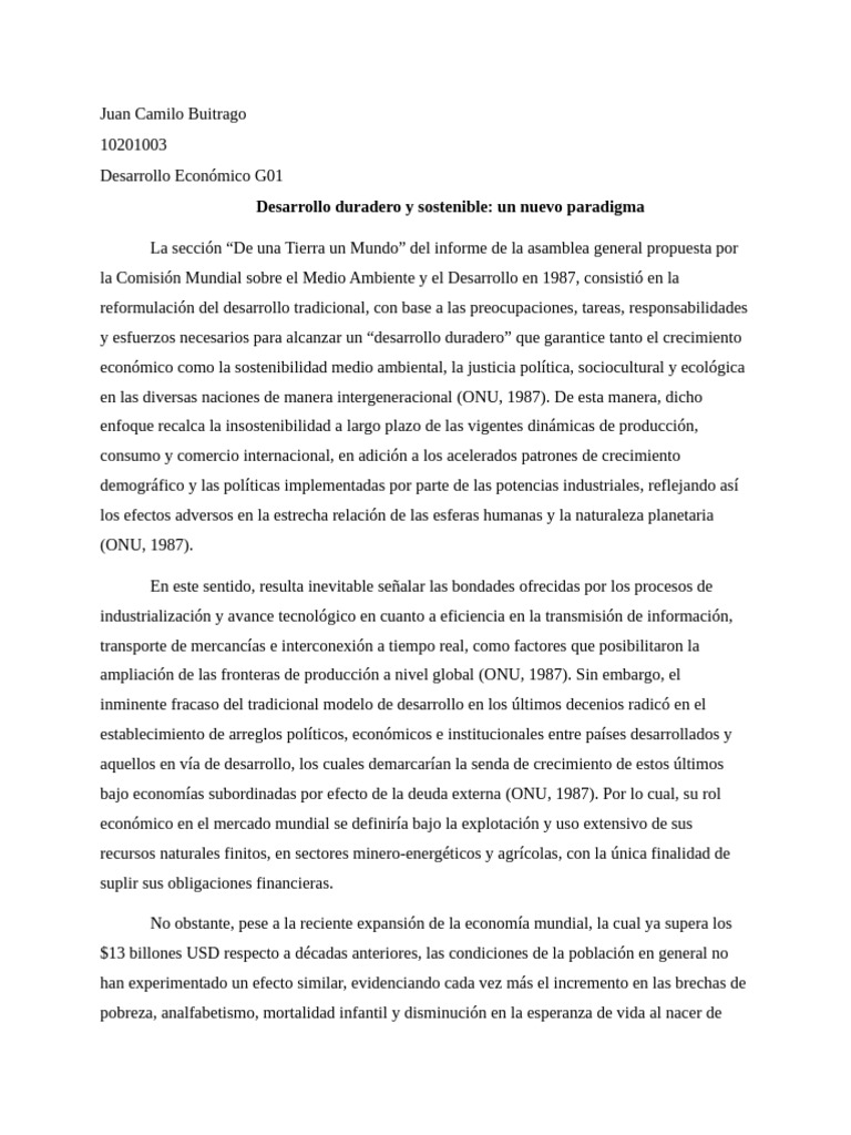 Reseña CMMAD Juan Camilo Buitrago | PDF | Sustentabilidad | Entorno natural