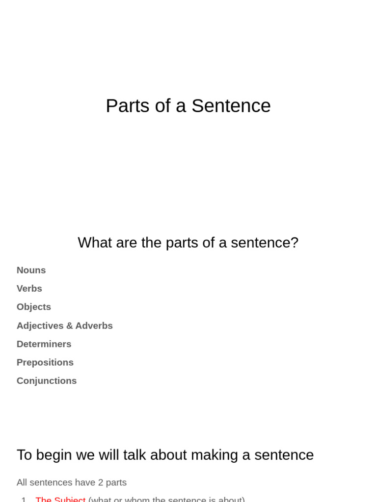 Sentence Structure Basics | PDF | Verb | Adverb