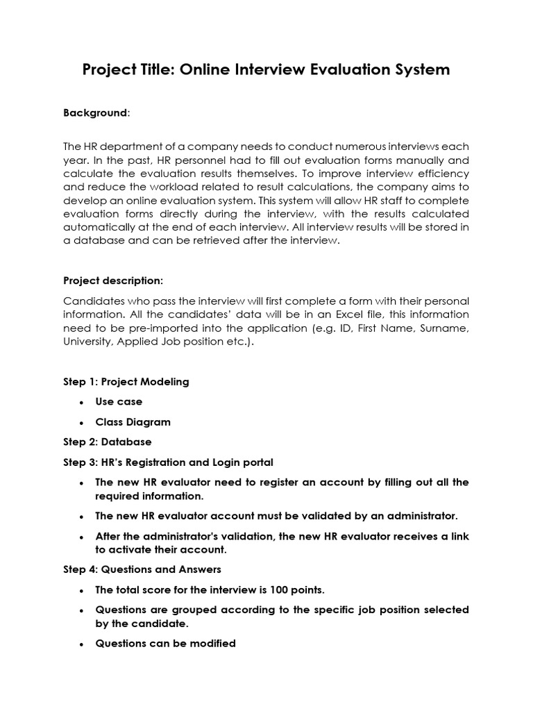 Online Interview Evaluation System | PDF | Databases | Microsoft Excel