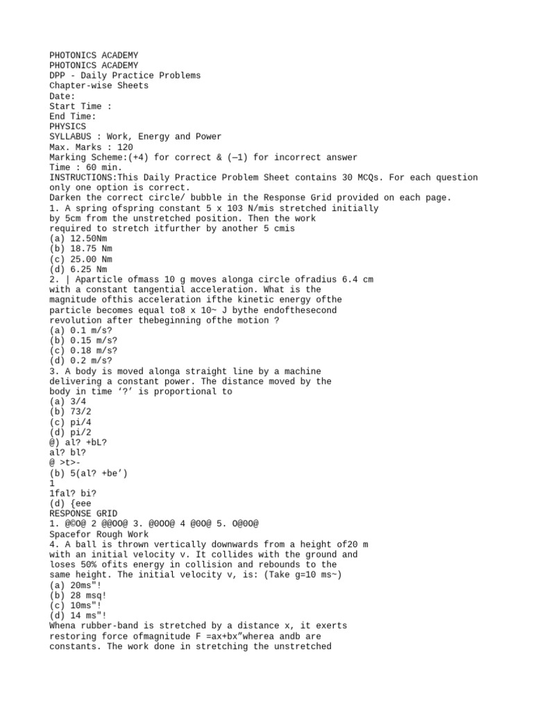 Phy-Chapter 5-Q - Work, Energy and Power | PDF | Force | Velocity