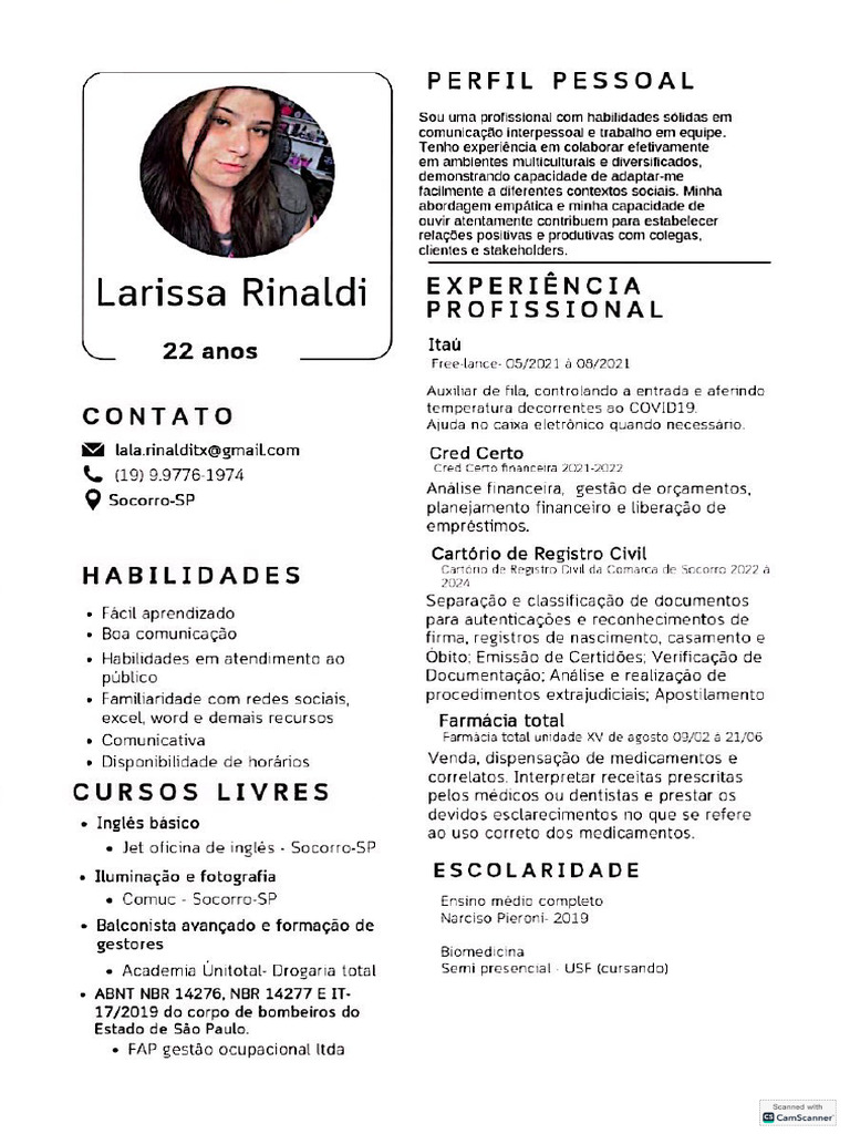 Currículo Larissa Rinaldi | PDF