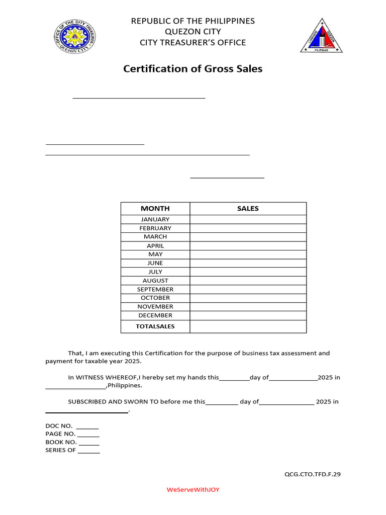 Certification of Gross Sales | PDF