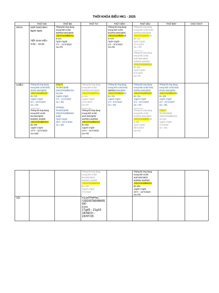 Thoi Khoa Bieu - H Trong HK1 2025 | PDF