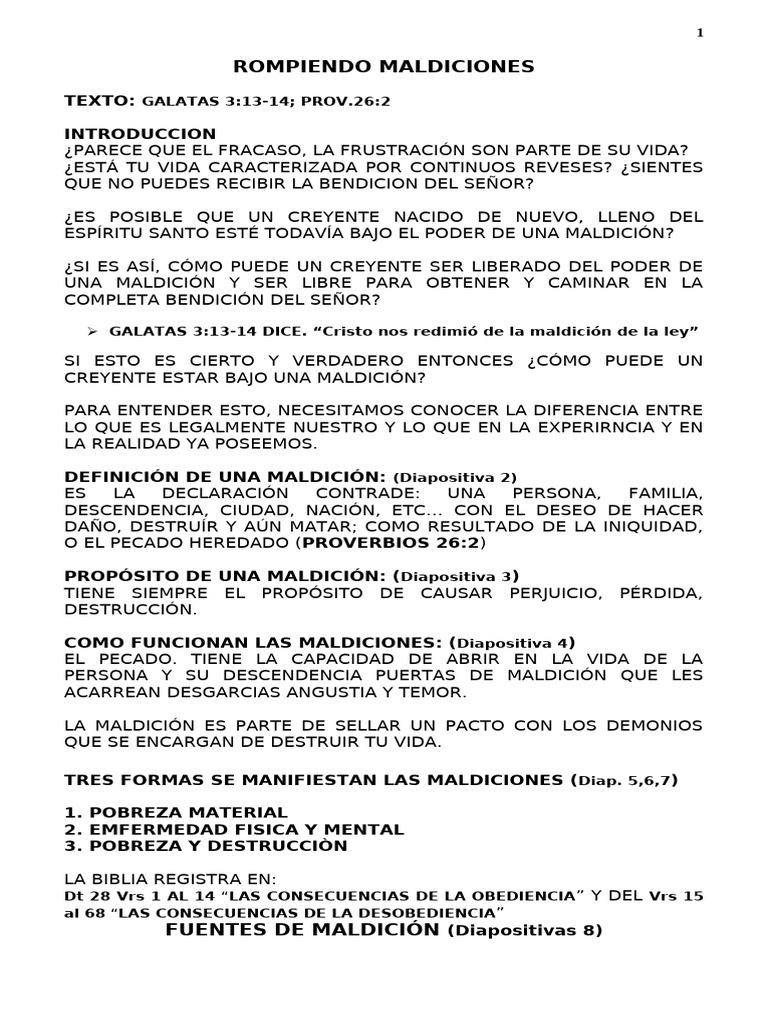 Rompiendo Maldiciones Revisada Pdf Pecado Jesús