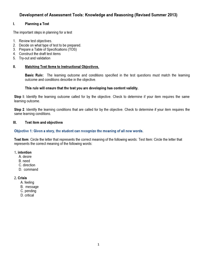 5.-Handout-5_Test-Items | PDF | Multiple Choice | Cognition