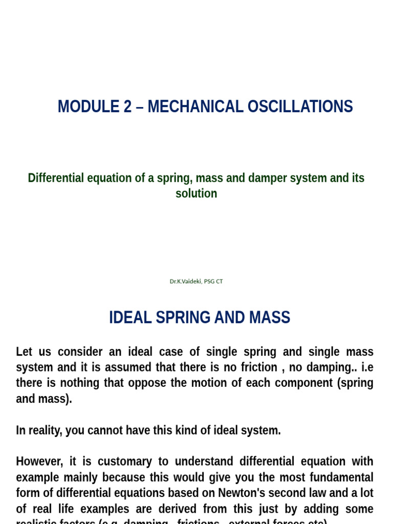 Module 2 - Mechanical Oscillations | PDF | Damping | Physical Quantities