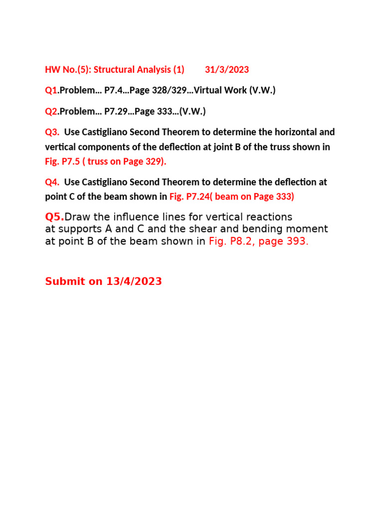 HW No. (5), Str. Analysis 1 | PDF