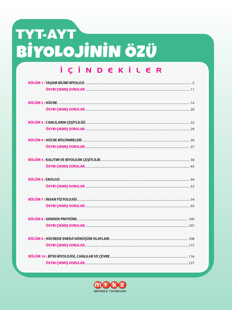 Tyt-Ayt Bi̇yoloji̇ Özü Konu Anlatim 2021 - Ornek | PDF