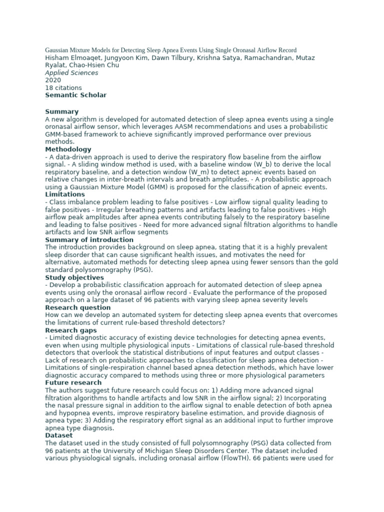 Gaussian Mixture Models For Detecting Sleep Apnea Events Using Single ...