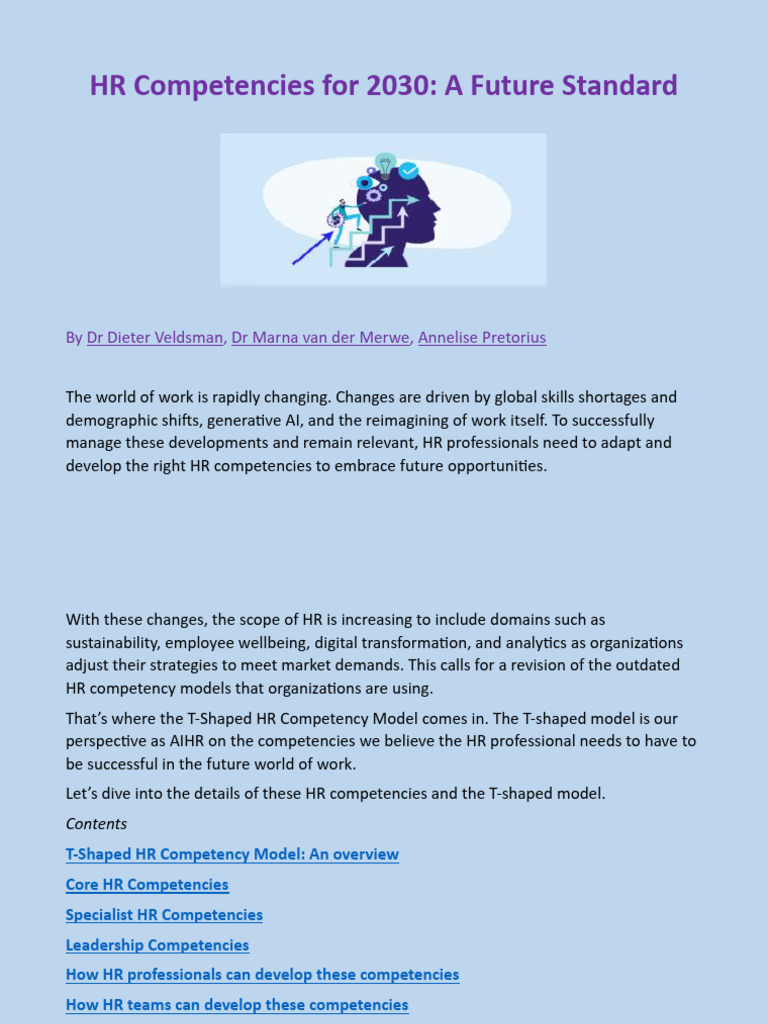 HR Competencies For 2030 | PDF | Human Resource Management | Leadership