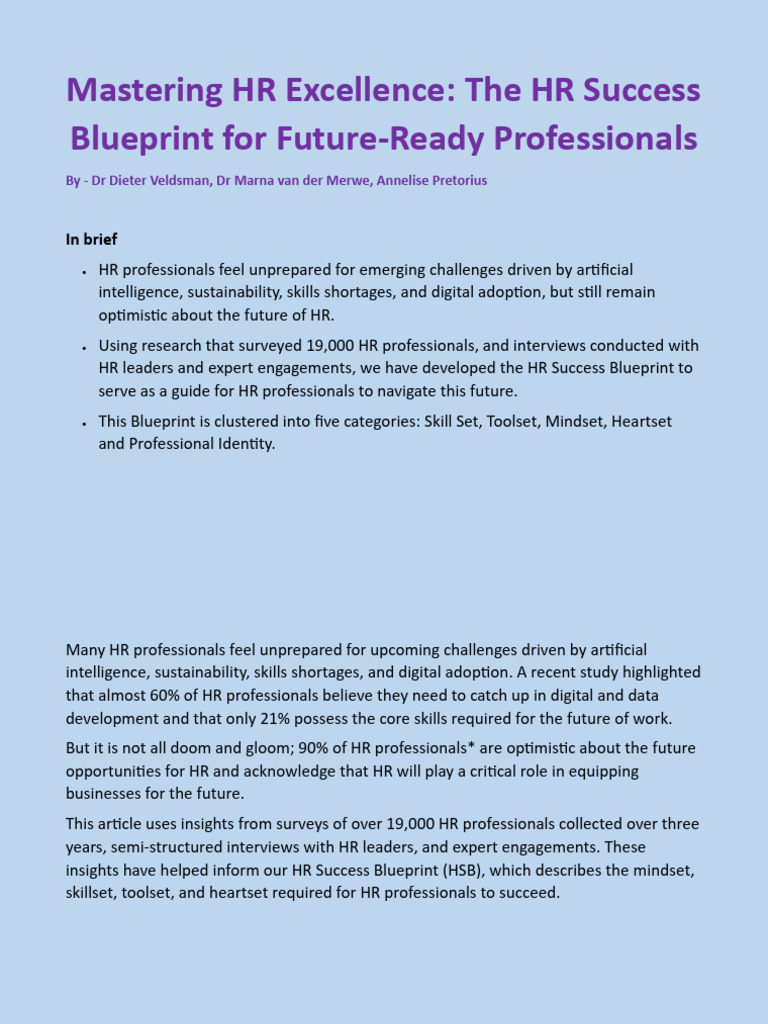 The HR Success Blueprint For Future-Ready Professionals | PDF ...