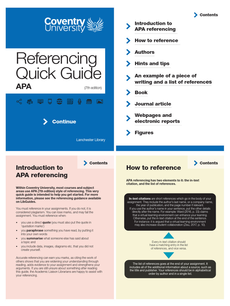 APA Referencing Quick Guide | PDF | Apa Style | Citation