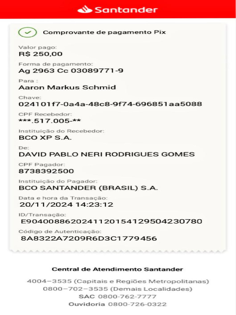 Comprovante Santander 20112024 | PDF