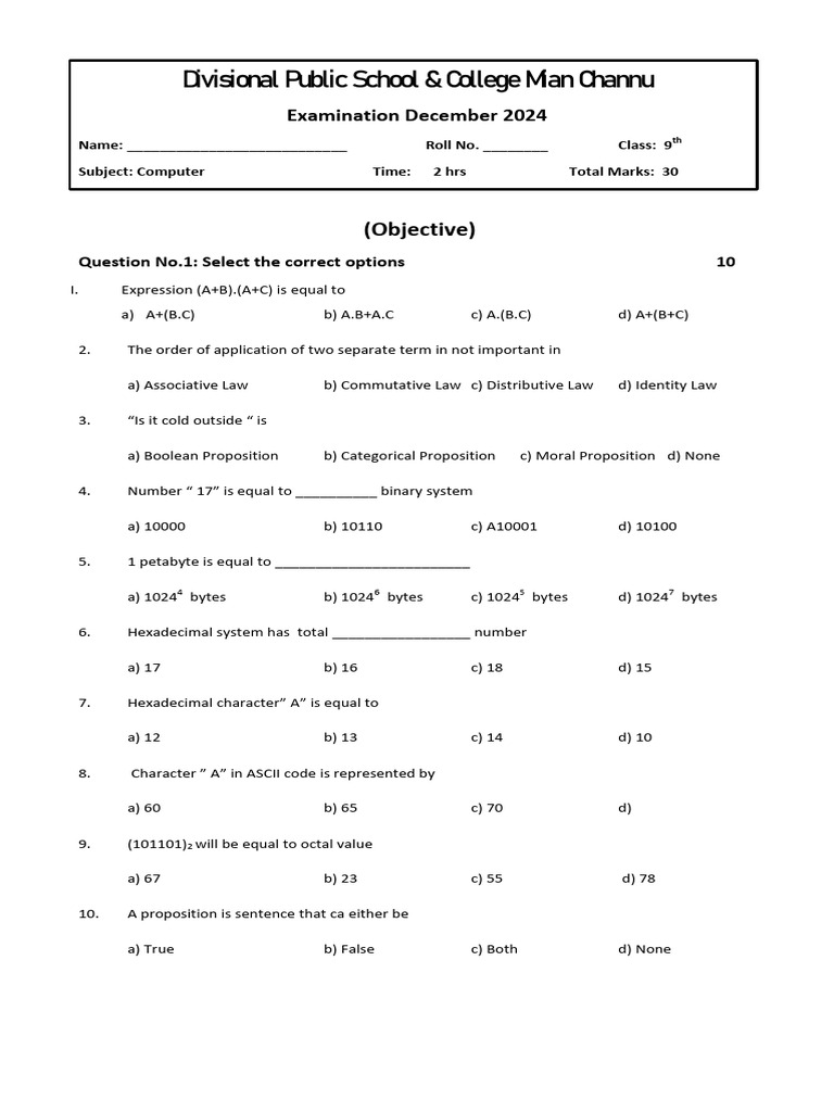 Computer 9th - Chapter NO.2 | PDF | Byte | Arithmetic