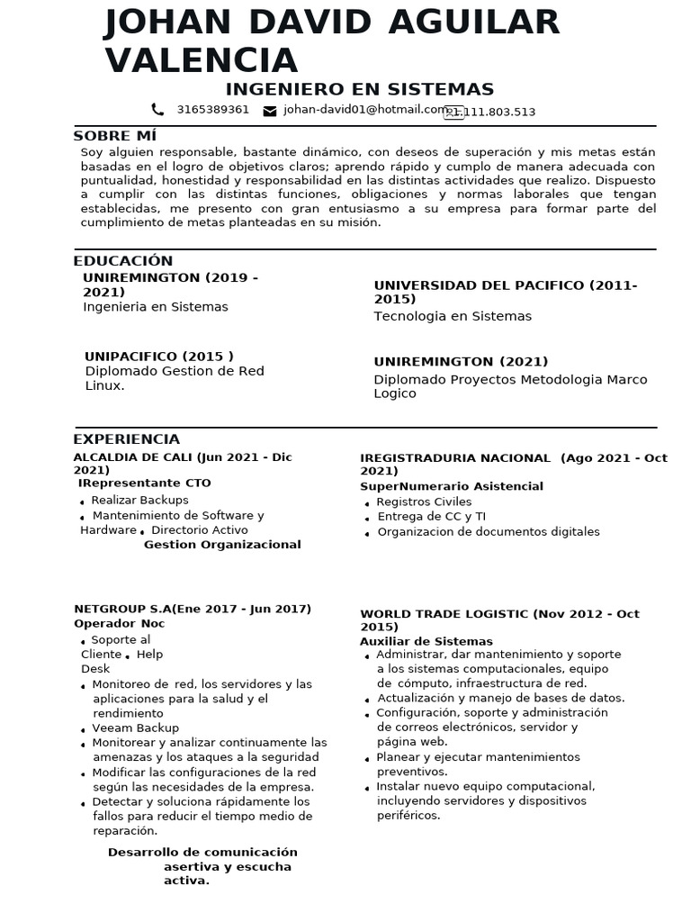 Johan David Aguilar HV | PDF | Servidor (Computación) | Informática